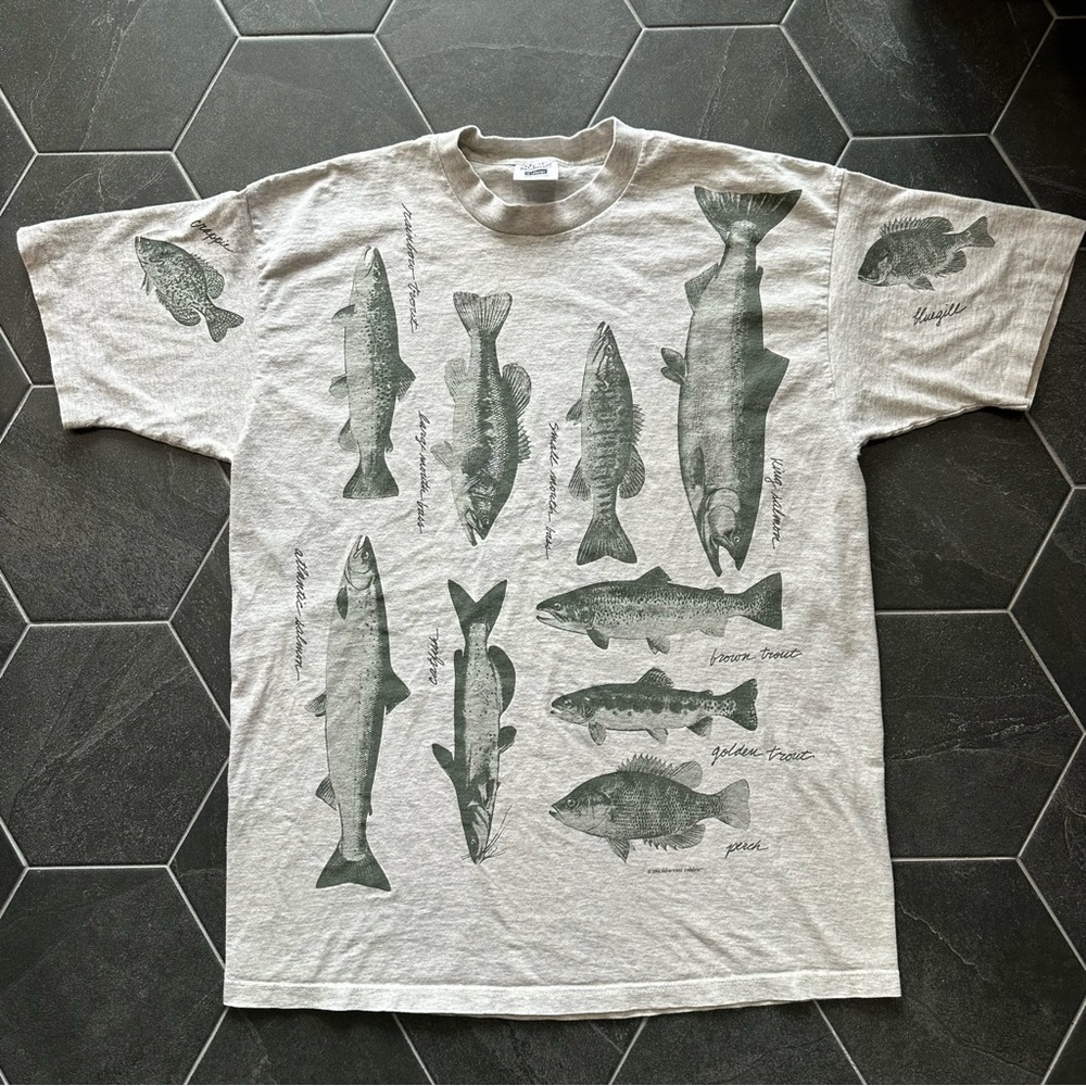 Vtg 90s 1994 Fish Vintage Species Animal All Over Pri… - Gem